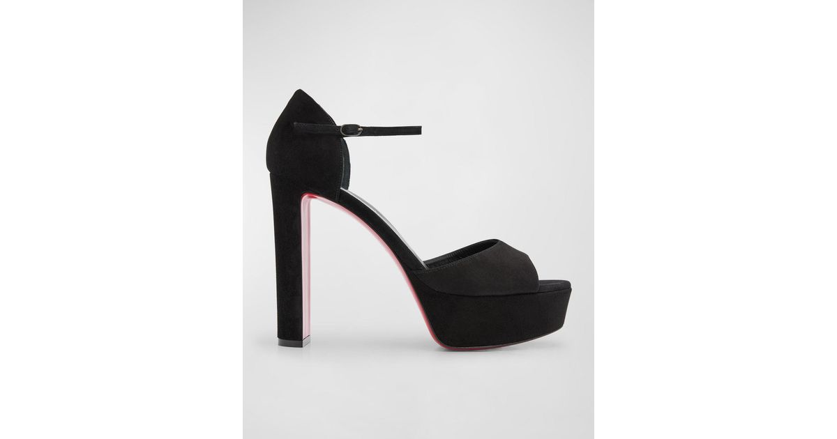 Christian Louboutin 130Mm Sandaloo Suede Platform Sandals in Black | Lyst