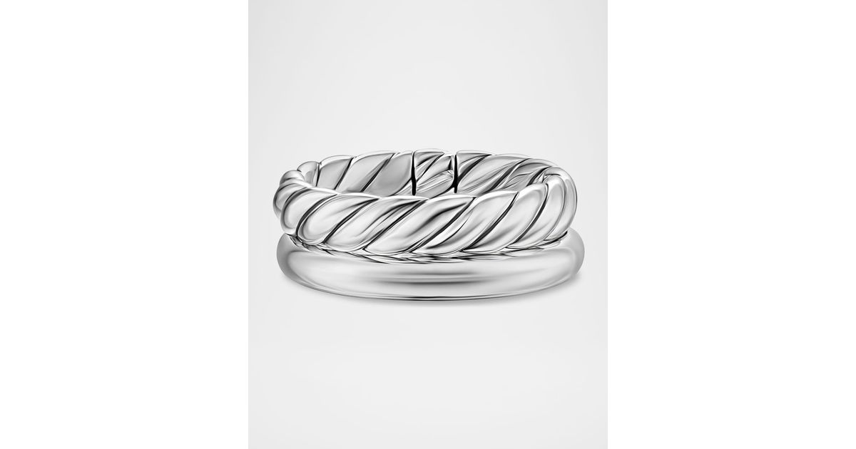 David Yurman Dy Mercer 2-Row Ring in Gray | Lyst