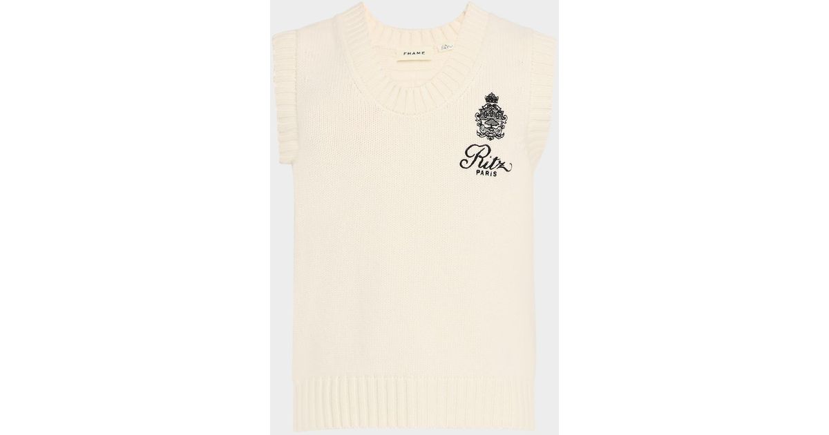 FRAME x Ritz Paris X Ritz Paris Cashmere Sweater Vest in Natural for ...