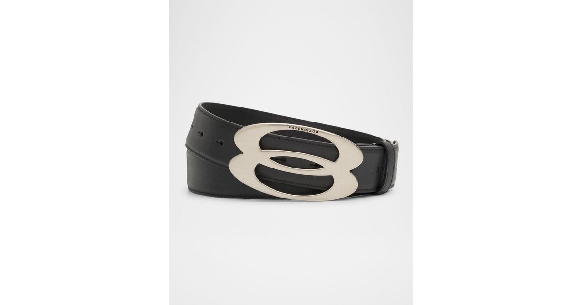 Balenciaga Unity-Buckle Leather Belt in Black for Men | Lyst