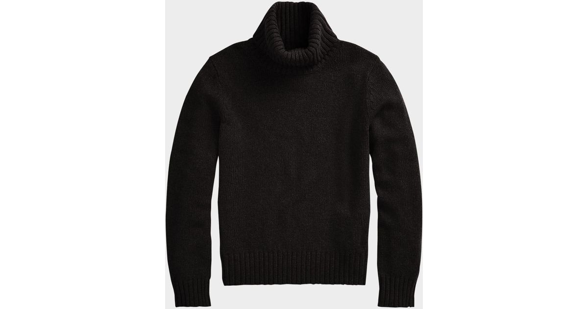 Polo Ralph Lauren Wool Turtleneck Sweater in Black | Lyst