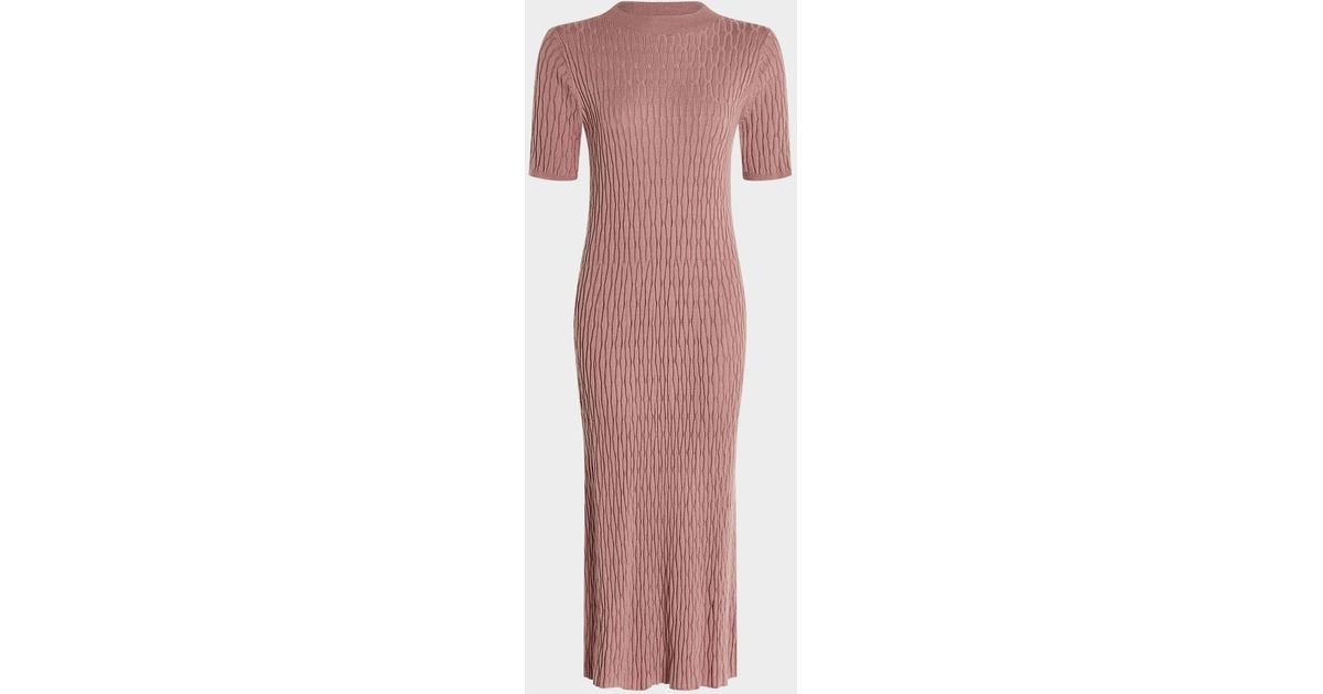 Varley Fara Textured Knit Midi Dress in Pink | Lyst