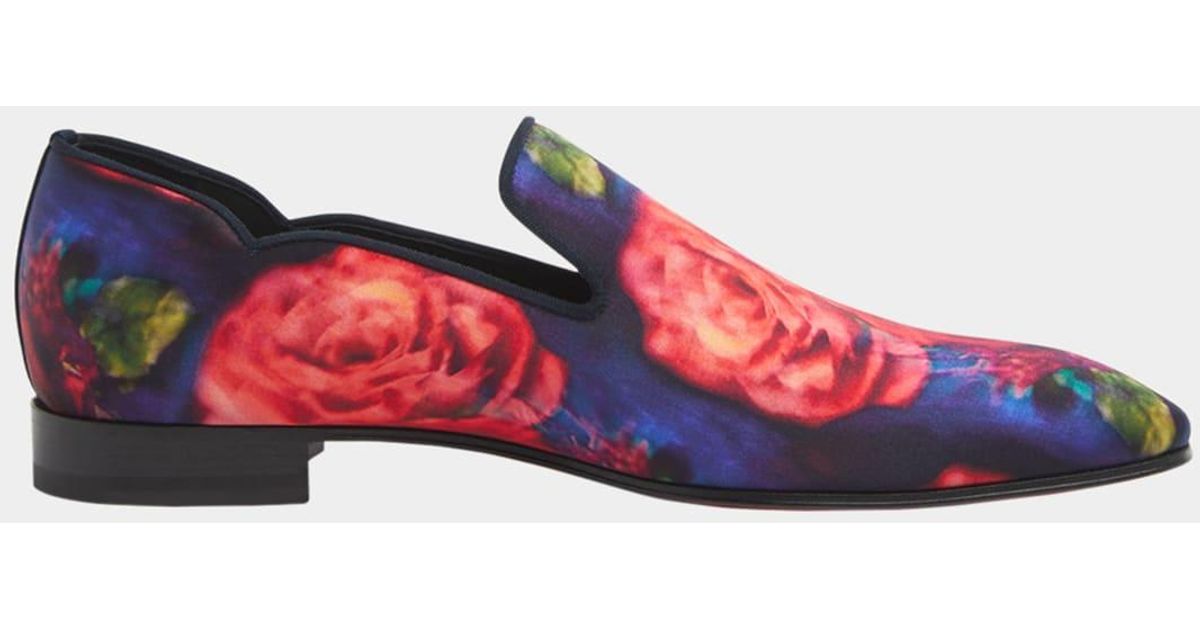 Christian Louboutin Dandy Chick Roses Satin Loafers in Red for Men | Lyst