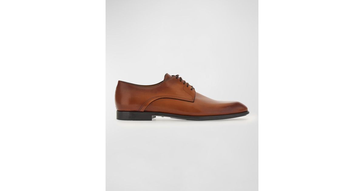 Ferragamo Fosco Leather Derby Shoes in Brown for Men | Lyst