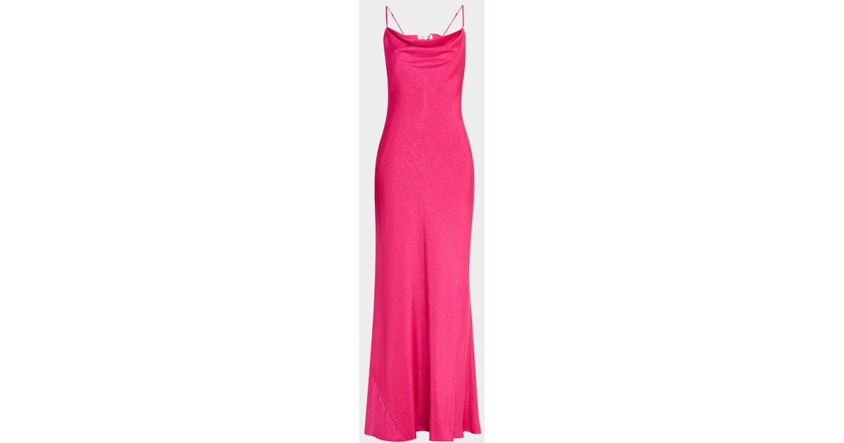Liv Foster Adeline Foiled Open-Back Gown in Pink | Lyst