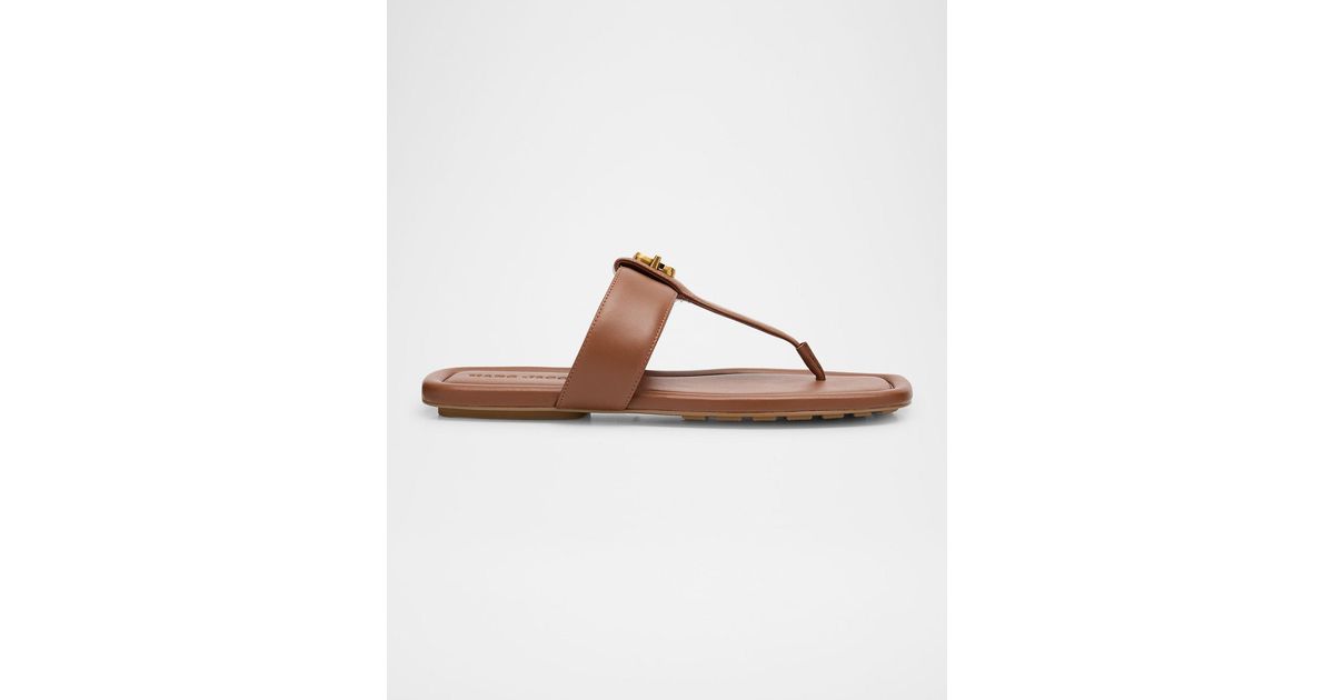 Marc Jacobs The Dual T Leather Sandals in Brown | Lyst