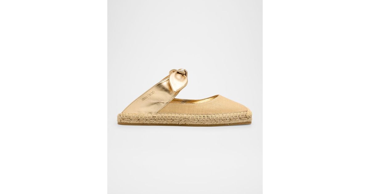 Jimmy Choo Reka Raffia And Leather Flats in Metallic | Lyst