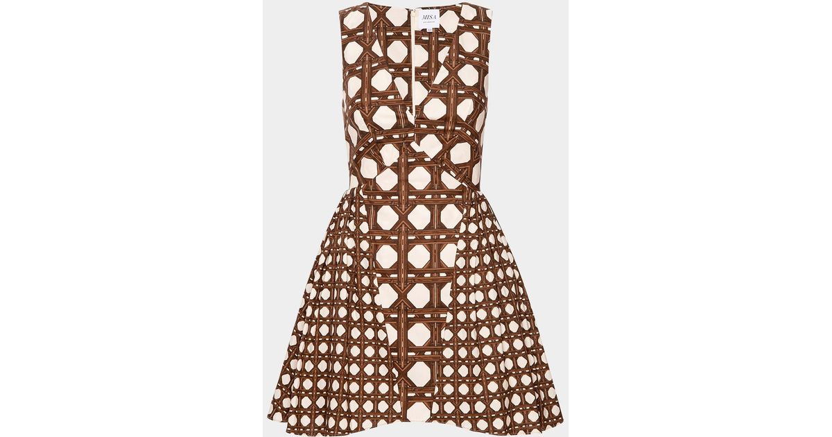 MISA Los Angles Rattan Tile Cerise Mini Dress | Lyst