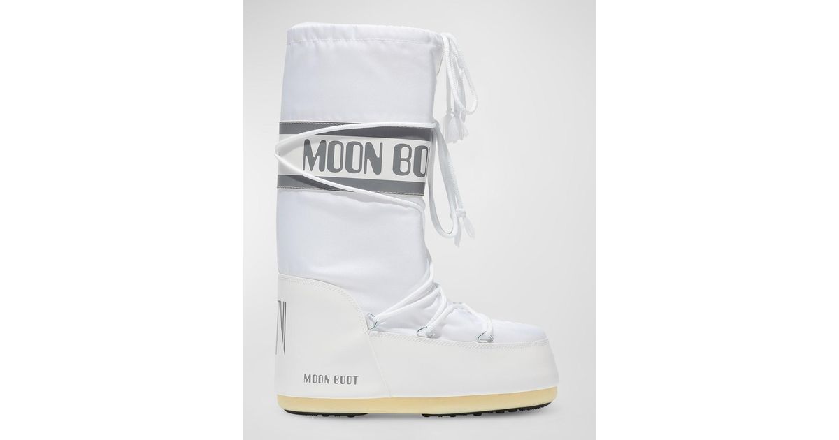 Moon Boot Icon Tall Nylon Snow Boots in White | Lyst