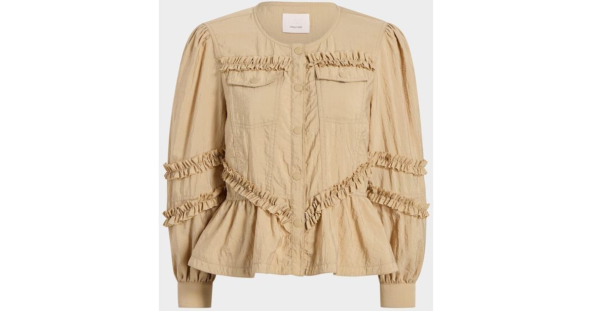 Cinq À Sept Kumiko Ruffle Parachute Jacket in Natural | Lyst