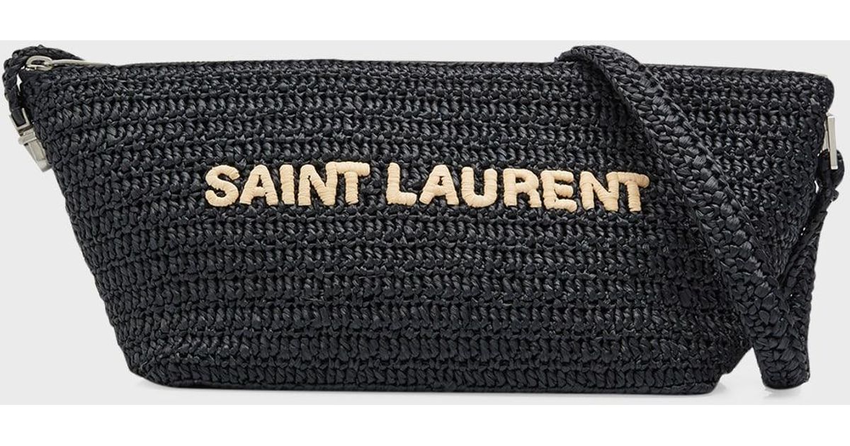 Saint Laurent Le Rafia Crossbody Bag in Black for Men | Lyst