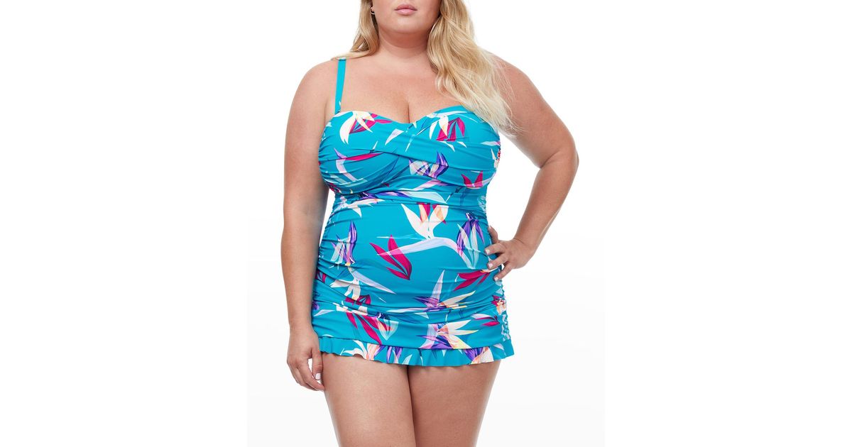 Gottex Plus Size Paradise Bandeau Swimdress In Blue Lyst