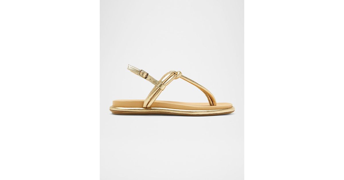 La Canadienne Ambra Metallic Leather Thong Slingback Sandals | Lyst