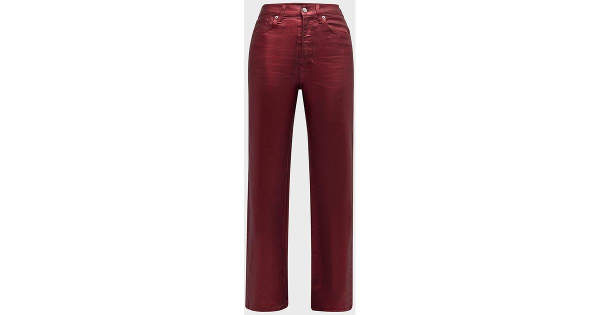 Veronica Beard Crosbie Wide-Leg Coated Jeans in Red | Lyst