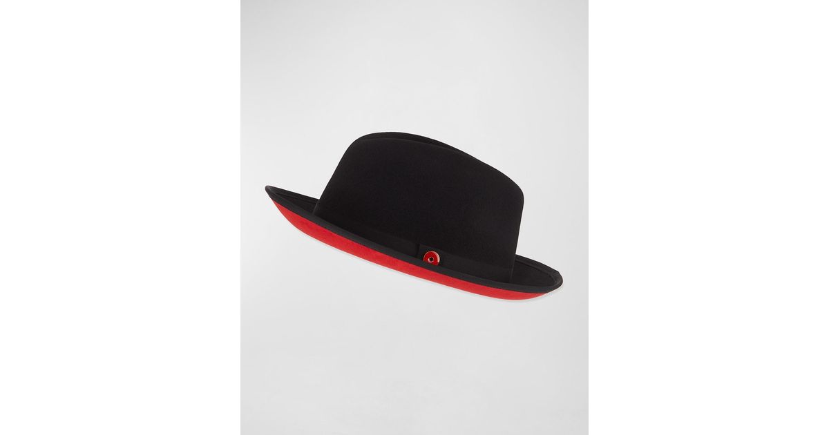 Keith James King-Brim Wool Fedora Hat in Black for Men | Lyst