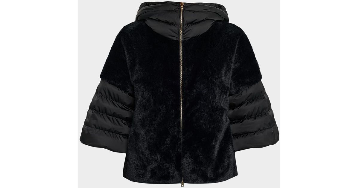 Herno Combo Cape Jacket in Black | Lyst