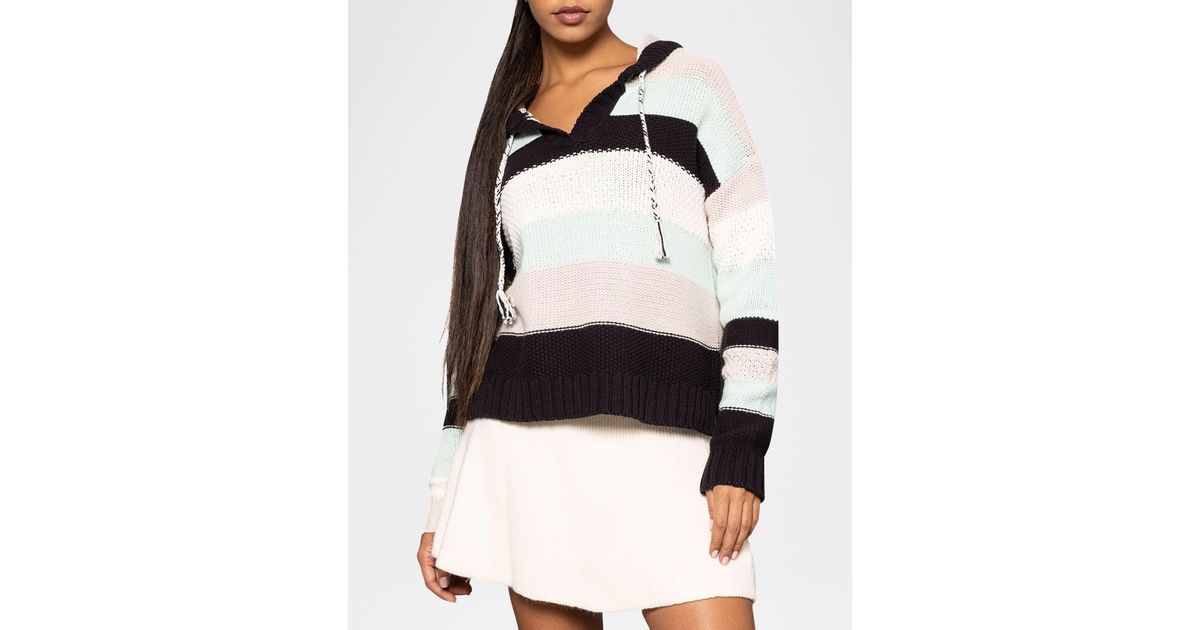 Lisa Todd Cool Beach Striped Mixed Stitch Hoodie in White | Lyst