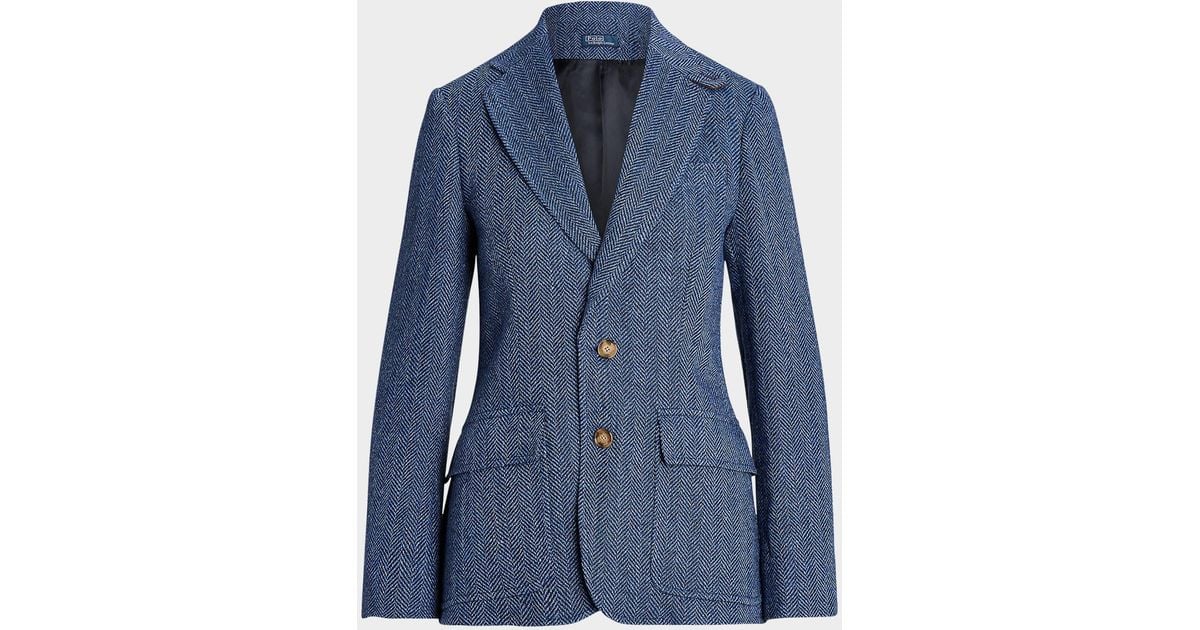 Polo Ralph Lauren Herringbone Linen-Blend Blazer in Blue | Lyst