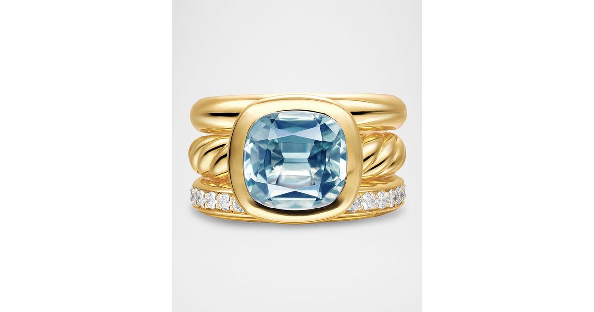 David Yurman Dy Mercer 3 Row Stone Ring With Diamonds in Metallic | Lyst