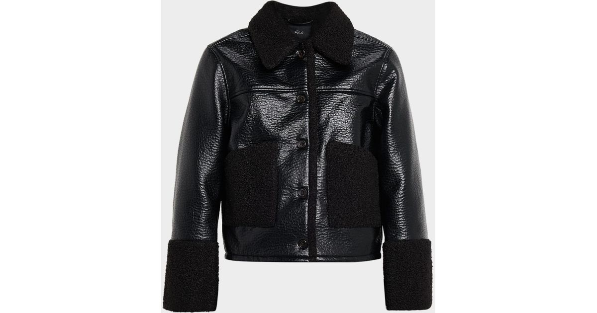 Rails Dria Faux Leather Bomber Jacket in Black | Lyst
