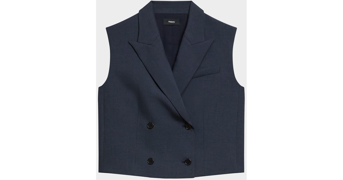 Theory Boxy Double-Breasted Vest in Blue | Lyst