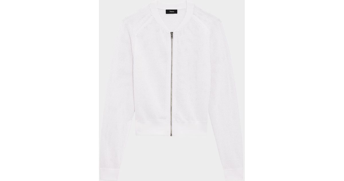 Theory Pointelle Bomber Jacket in White | Lyst