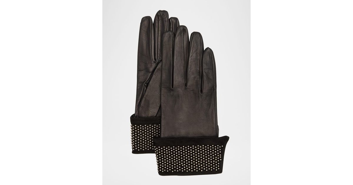 Paula Rowan Ronnie Studded Leather Gloves in Black | Lyst