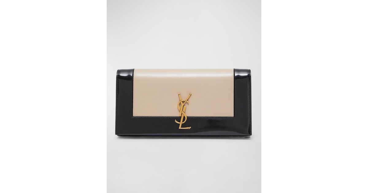 Saint Laurent Kate Colorblock Clutch in Black | Lyst