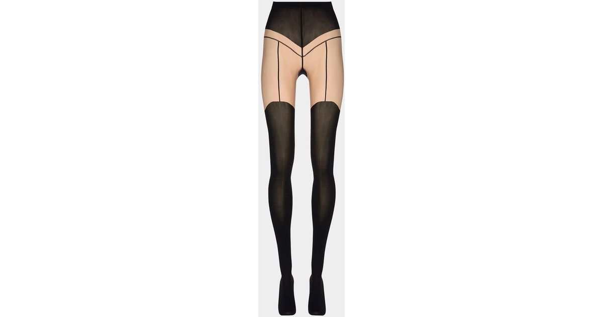 Wolford Garter Belt Tights, 40 Denier in White | Lyst
