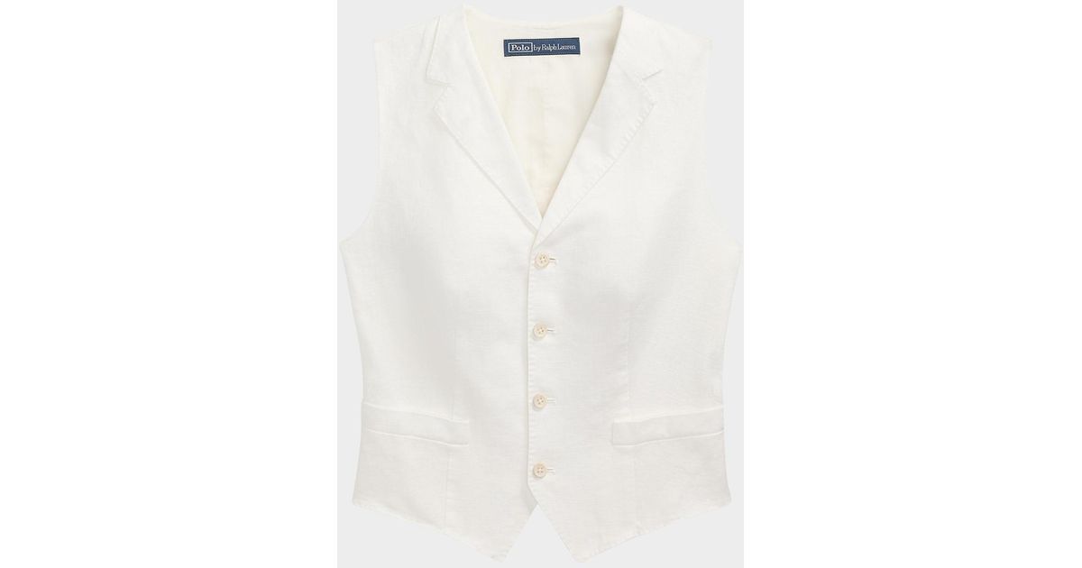 Polo Ralph Lauren Cropped Linen & Cotton Vest in White | Lyst