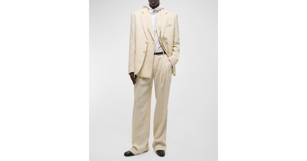 Helmut Lang Classic Linen-Blend Blazer in Natural for Men | Lyst