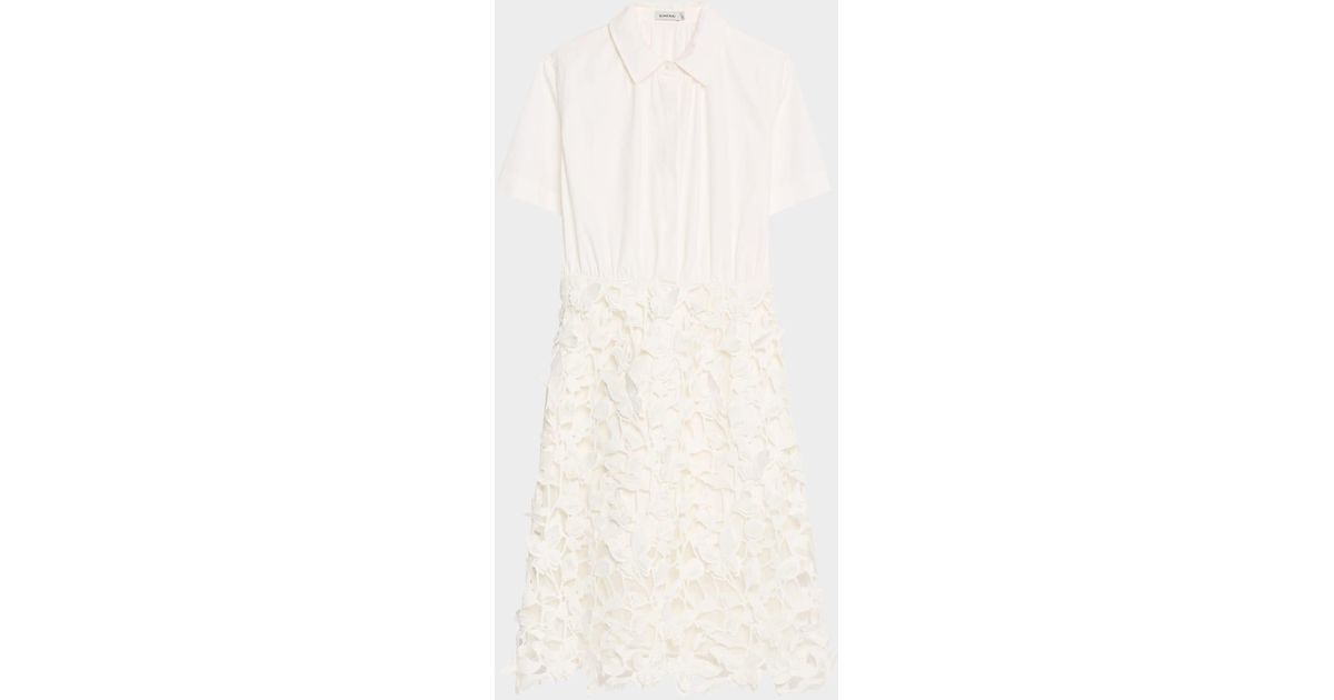 Jonathan Simkhai Colette Short-Sleeve Combo Dress in Natural | Lyst