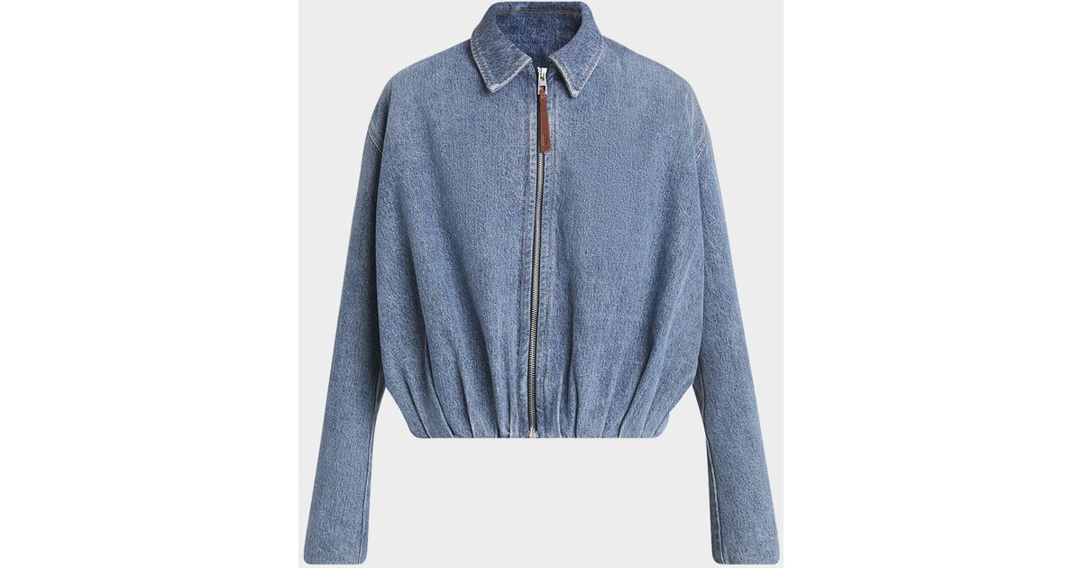 Loewe Draped Denim Bomber Jacket in Blue | Lyst