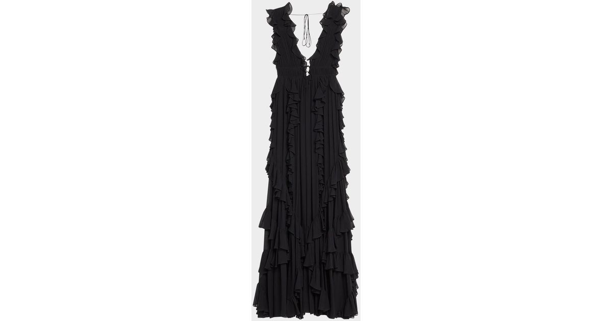 Ulla Johnson Florella Ruffled Silk Gown in Black | Lyst