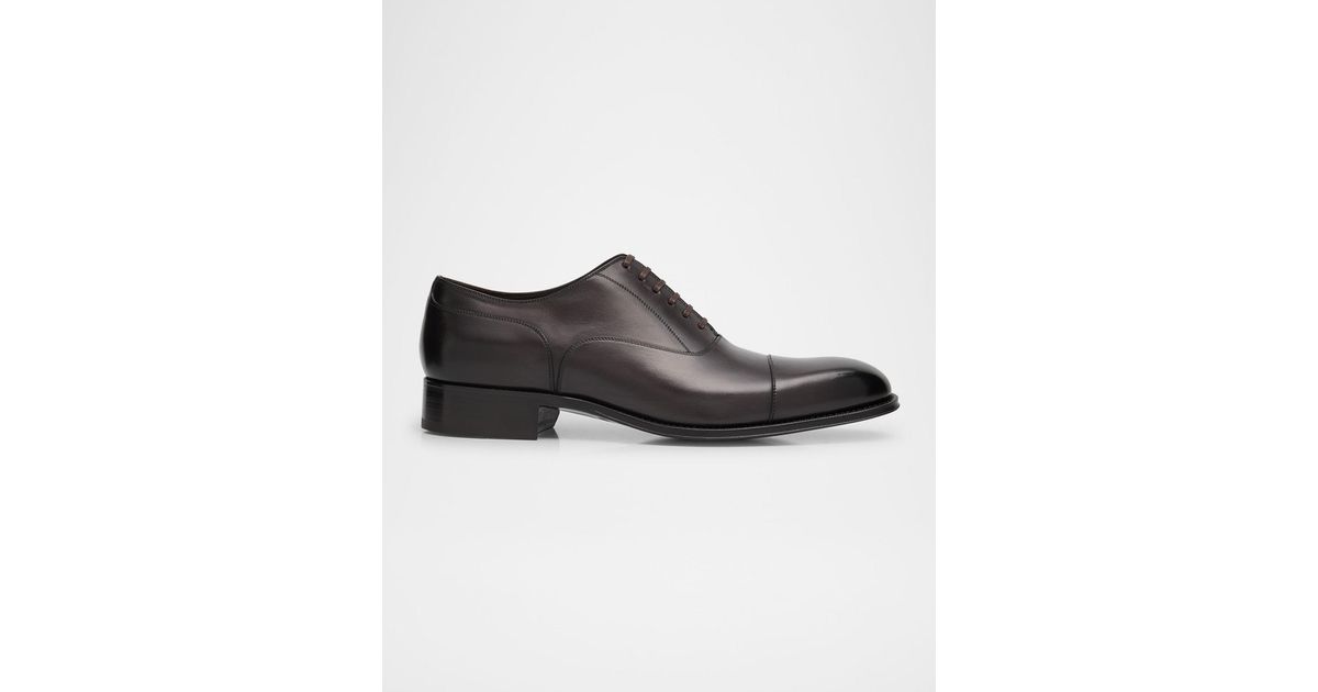 Tom Ford Claydon Burnished Leather Derby Shoes in Brown for Men | Lyst