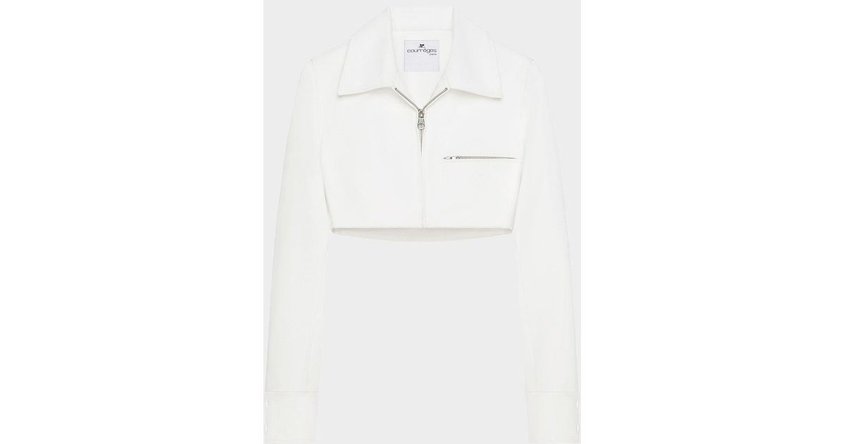 Courreges Crop Zip City Jacket in Blue | Lyst