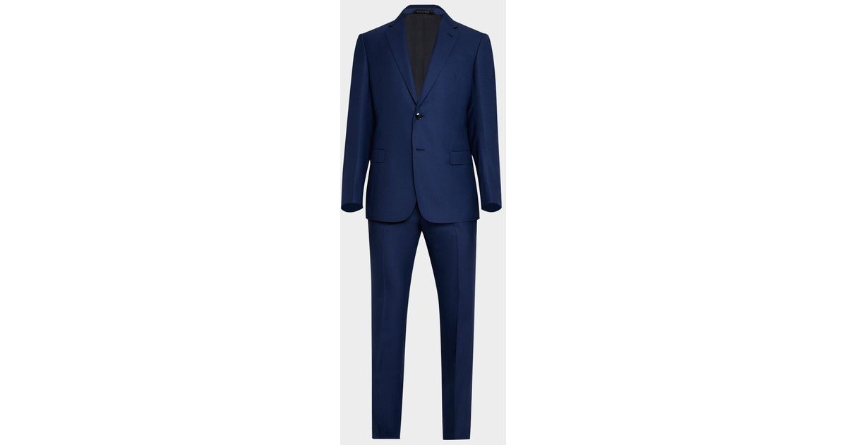 Giorgio Armani Micro-Houndstooth 210G Suit in Blue for Men | Lyst