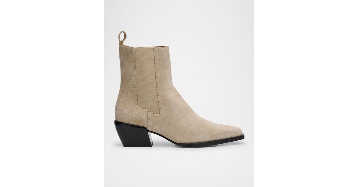 Rag & Bone Joni Suede Western Chelsea Booties in White | Lyst