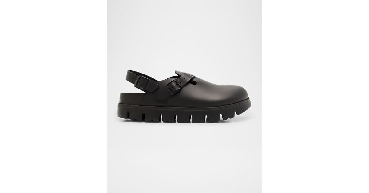 Birkenstock Tokio Exquisite Flatform Leather Clogs in Black | Lyst
