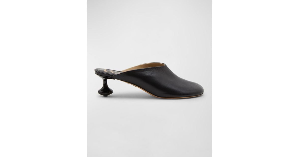 Loewe Toy Sculpted-heel Leather Heeled Mules in Black | Lyst