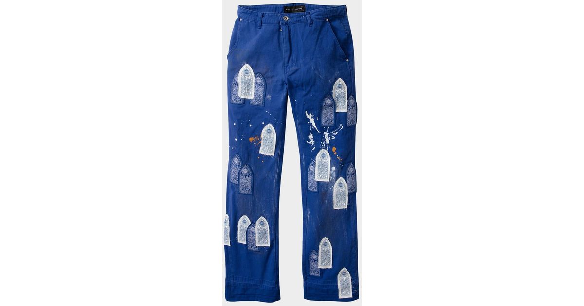 Who Decides War Sky Painter Carpenter Embellished Pants in Blue for Men ...