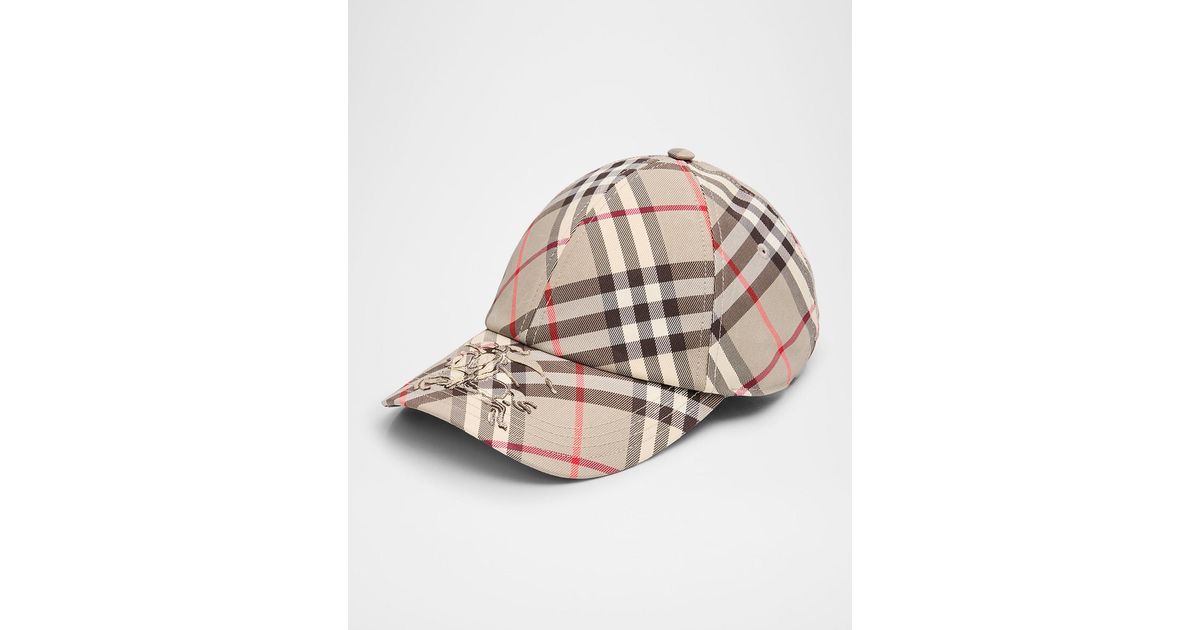 Burberry Bias Check Ekd-Brim Baseball Cap in White for Men | Lyst