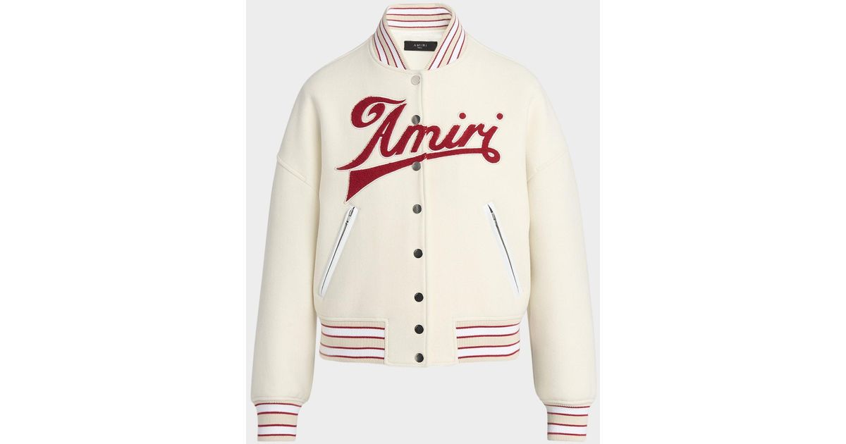 Amiri Logo Varsity Jacket in Natural | Lyst