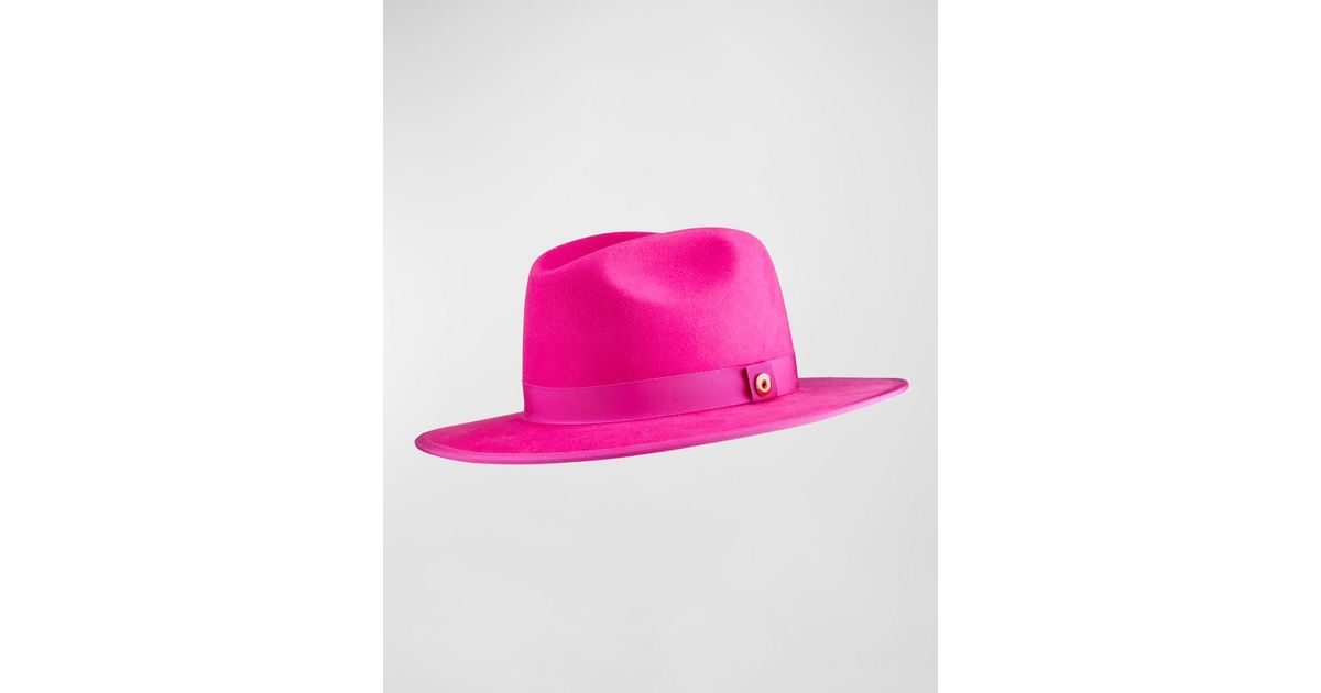 Keith James Apos;S Queen-Brim Wool Fedora Hat in Pink for Men | Lyst