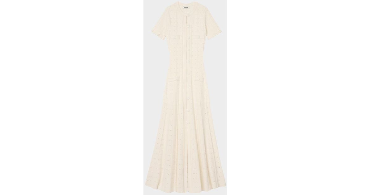 Sandro Milo Knit Midi Dress in White | Lyst
