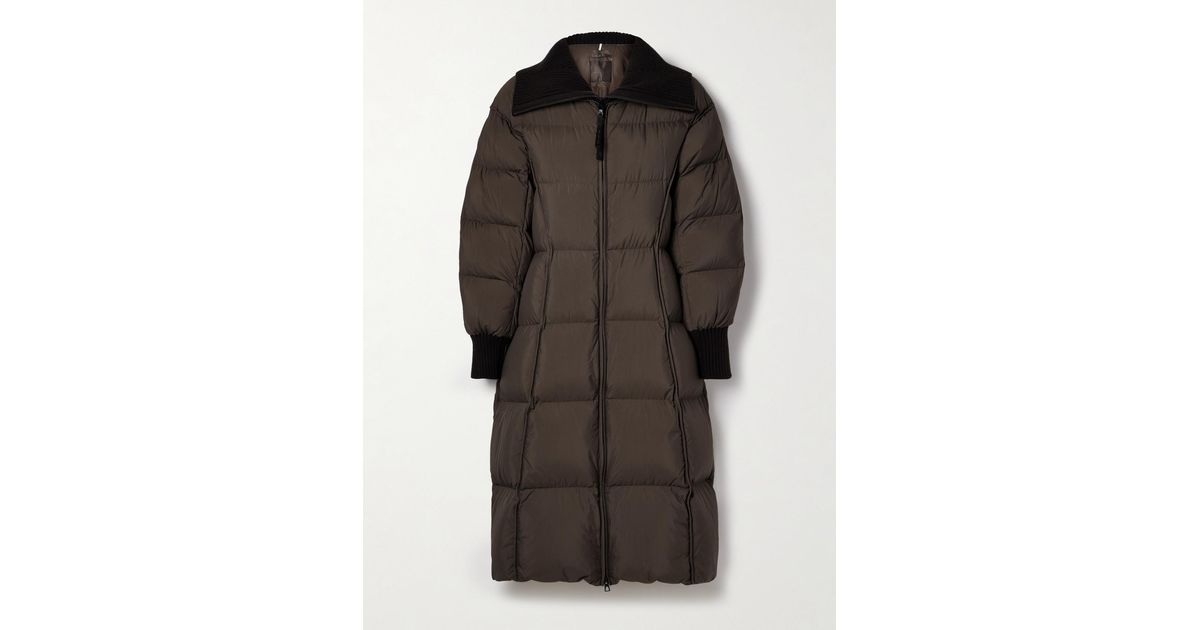 Moncler Brerelle Ribbed-Knit Trimmed Quilted Shell Down Coat in Black ...