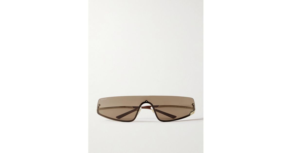 Gucci Rimless Rectangle-frame Gold-tone Sunglasses in Metallic | Lyst