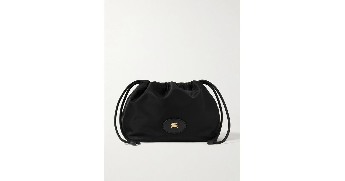 Burberry Reversible Leather-Trimmed Shell Pouch in Black | Lyst