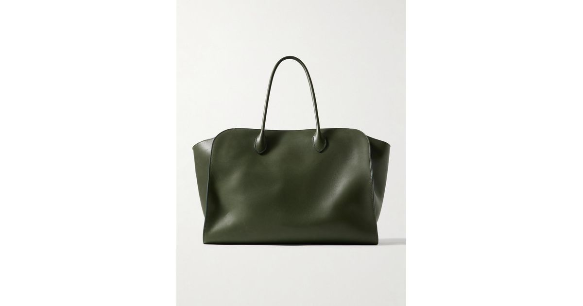 The Row Marlo Leather Tote in Green | Lyst