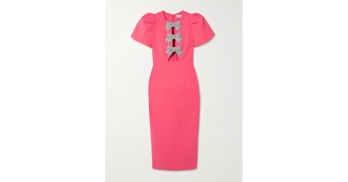 Rebecca Vallance Posey Cutout Embellished Cady Midi Dress in Pink | Lyst